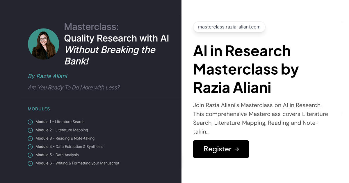 Masterclass: AI in Research by Razia Aliani